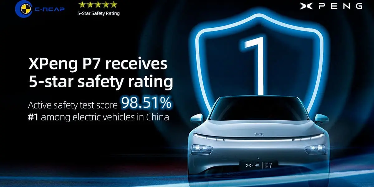 El XPeng P7 consigue 5 estrellas en las pruebas C-NCAP de China